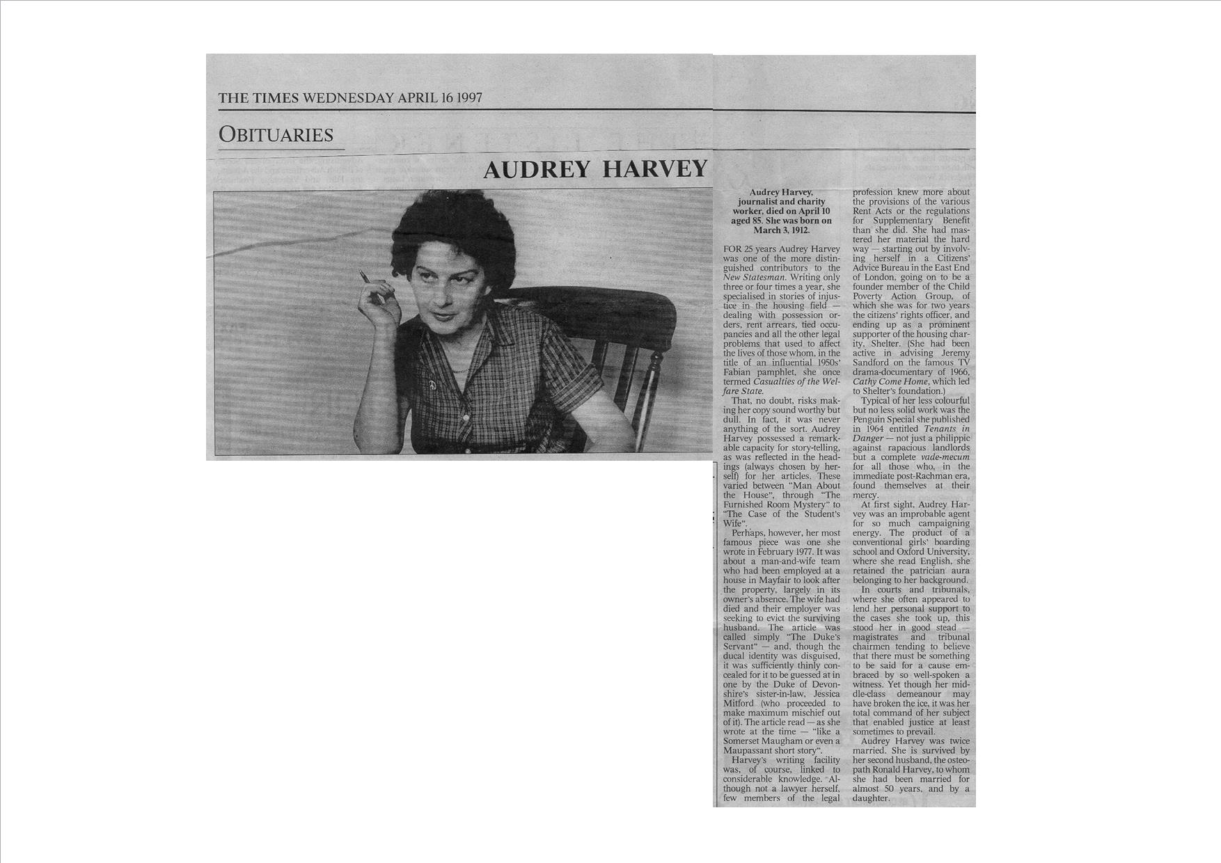 Appendix E. Obituaries of Audrey Harvey and John de Moraville – Thorp ...