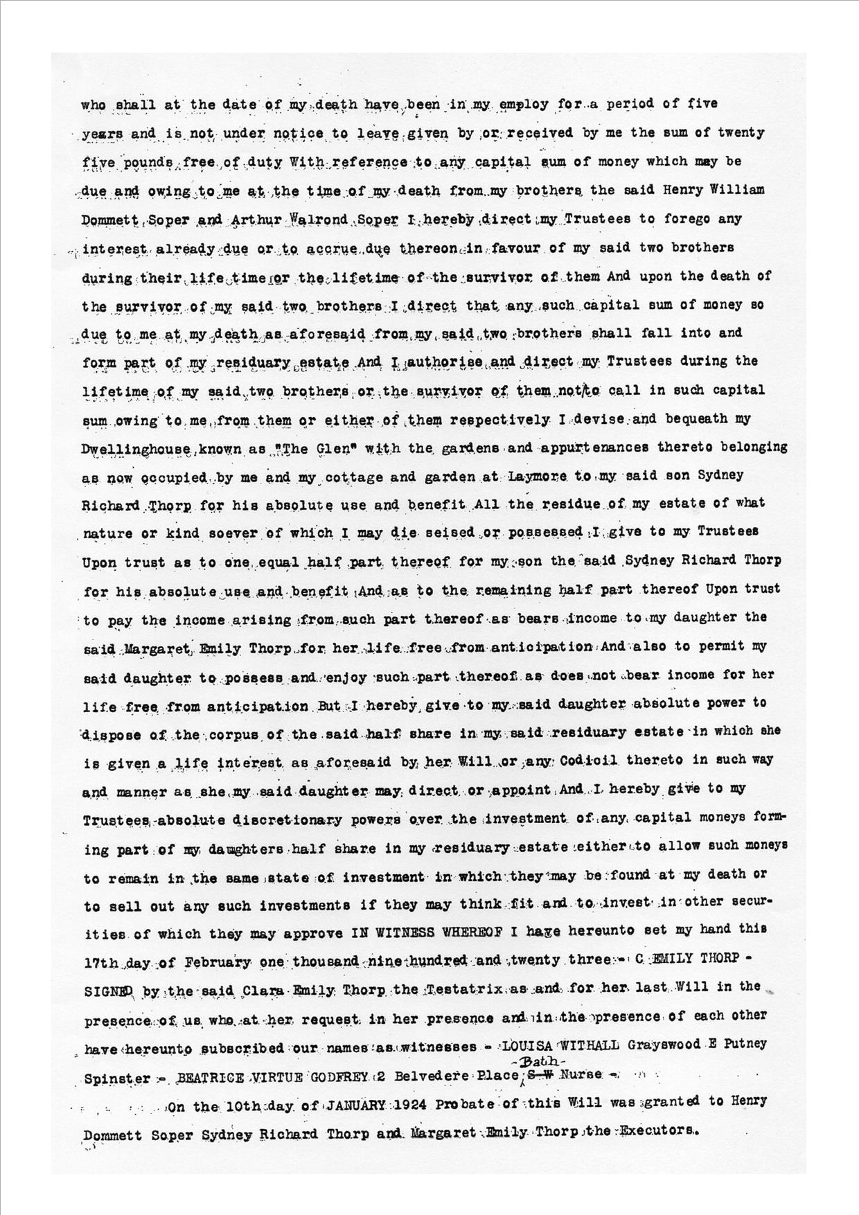 Appendix K. Wills of Richard Thorp, 1830-1914 and Emily Thorp, 1867 ...